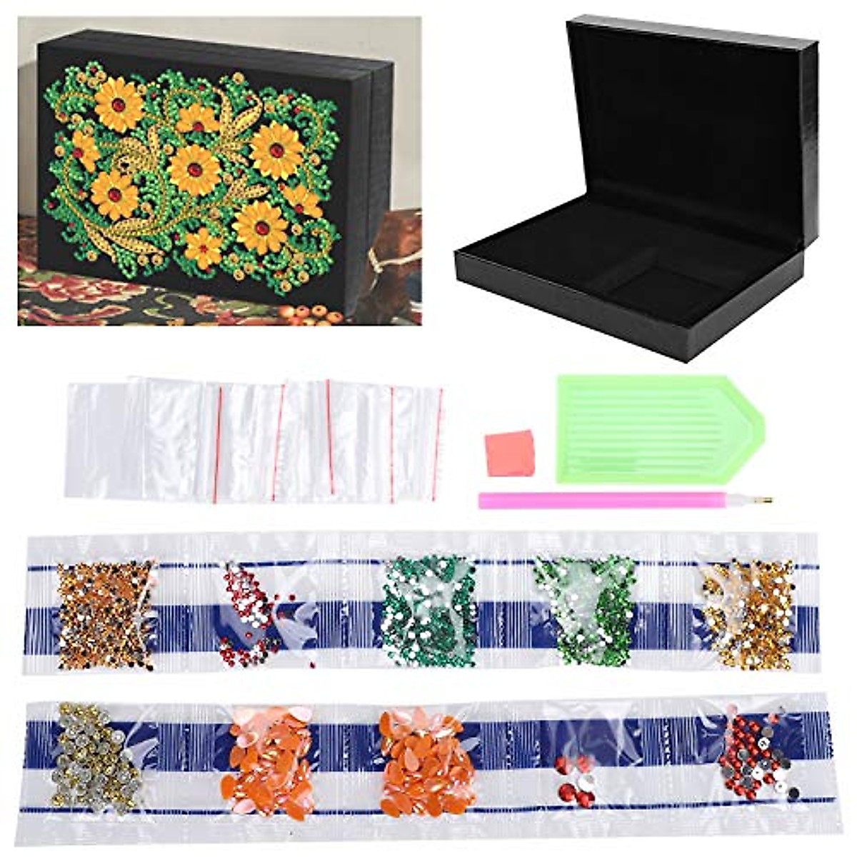 GLOGLOW Painting Box, DIY Painting Jewelry Box Embroidery 5D Special‑Shaped Creative Earring Storage Container Jewelry Box Storage Organizer