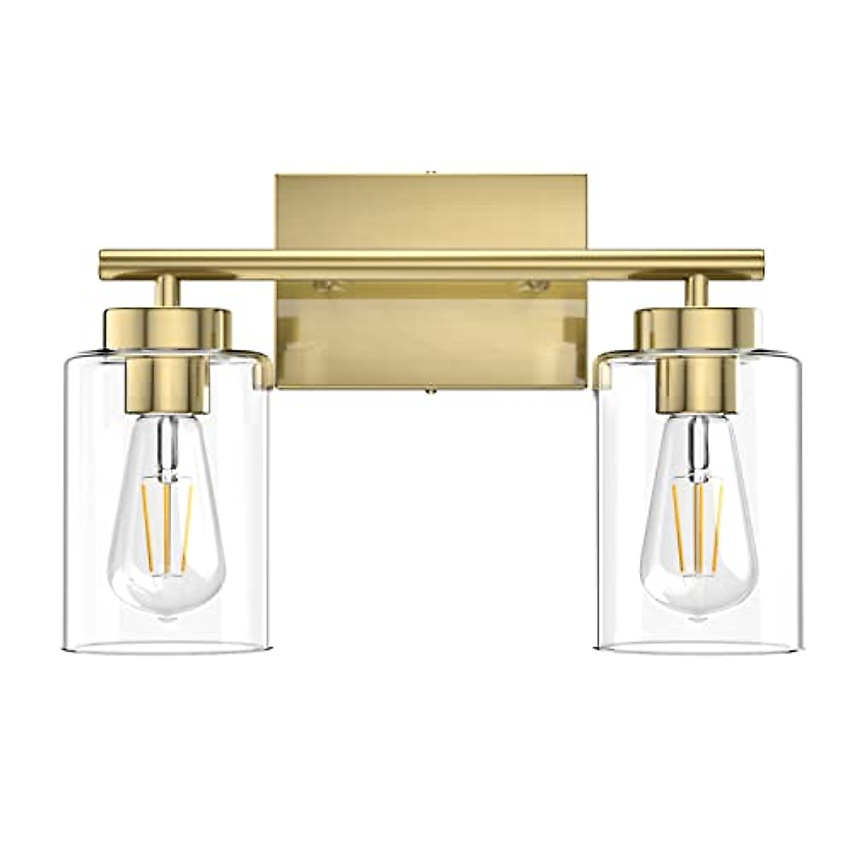 Bathroom Light Fixtures,Brushed Brass Vanity Light, Gold Wall Sconces Lighting, Modern Bath Wall Mounted Lights with Glass Shade, Gold Wall Sconce for Living Room, Bedroom, Hallway(Exclude Bulb)
