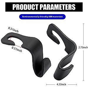 UGSHY 4 PCS Car Seat Headrest Hook, Hanging Hidden Hook to Increase Storage Space, Wallet Umbrella Handbag Rear Seat Organizer Super Load-Bearing S-Shaped Hook, Universal Accessory for Cars (Black)