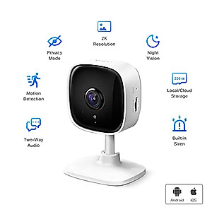 TP-Link Tapo 2K Indoor Security Camera for Baby Monitor, Dog Camera w/ Motion Detection, 2-Way Audio Siren, Night Vision, Cloud & SD Card Storage(Up to 256 GB), Works w/ Alexa & Google Home(Tapo C110)