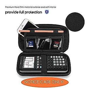 ProCase Hard EVA Case for Texas Instruments Ti-84 Plus CE, Durable Travel Storage Carrying Box Protective Bag for Ti-84 Ti-83 Ti-85 Ti-89 Ti-82 Plus/C CE Graphing Calculator and More -Black