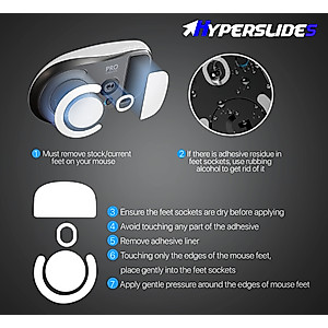 2 Sets of Hyperslides Rounded Edges Mouse Feet, Mouse Skates, Mouse Pads for Logitech G PRO X Superlight Wireless Gaming Mouse Feet Replacement(0.8mm, Smooth, Pure White PTFE) Pro Performance Upgrade