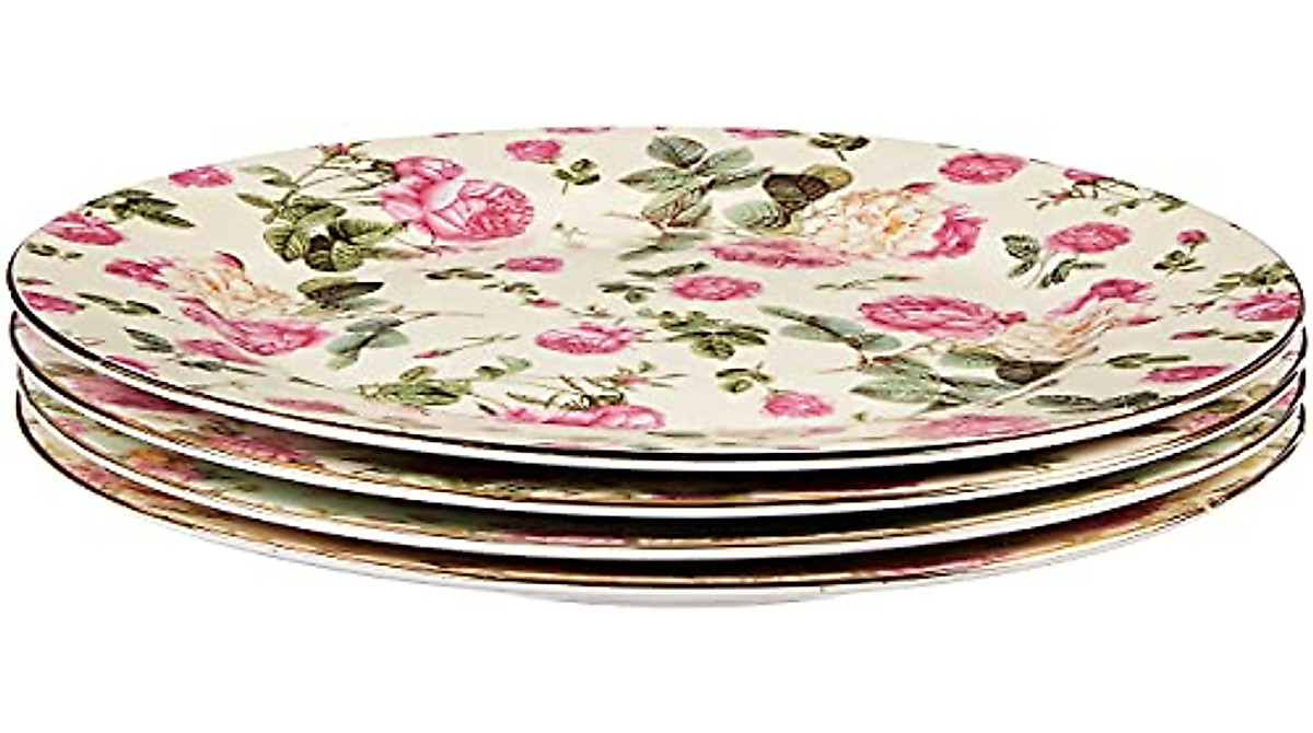 Gracie China Rose Chintz Porcelain 8-Inch Dessert Plate Set of 4 ...