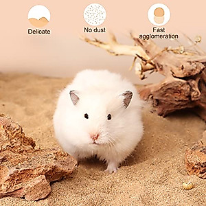 LUVCOSY Hamster Decoration Package = Bath Sand + Flower Petals + Forest Moss + Coconut Fiber + Wooden Fence, Habitat Bedding Accessories for Guinea Pig, Reptile & Small Animals