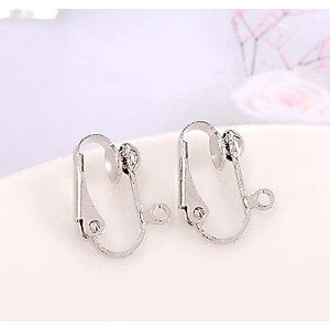 HLLMX 20 PCS Clip-on Earring Converter with Easy Open Loop Hypoallergenic Earring Clip On Backs Parts Components Findings for DIY Earring and Turn Any Studs or Pierced into Clip on (Silver)