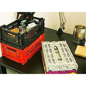 AYKASA Collapsible Storage Bin Container Basket Tote, Folding Basket Crate Container : Storage, Kitchen, Houseware Utility Basket Tote Crate - Mini-Box (Blue)