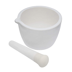 EISCO Porcelain Mortar & Pestle Set, 13.5oz (400ml) - Heavy Duty - Unglazed Grinding Surface - Excellent for Kitchen or Laboratory - Grinds Powdered Chemicals, Herbs, Spices, Pills - White Labs