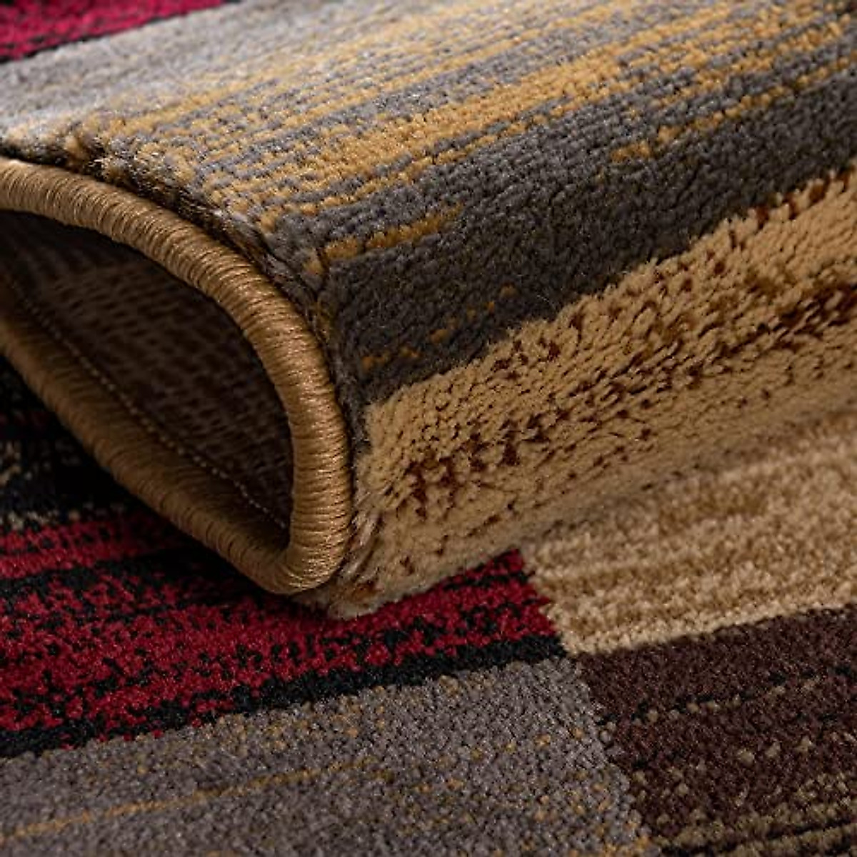 Unique Loom Barista Collection Modern, Rustic, Geometric, Squares, Urban, Warm Colors Area Rug, 9' 0" x 12' 0", Multi/Beige