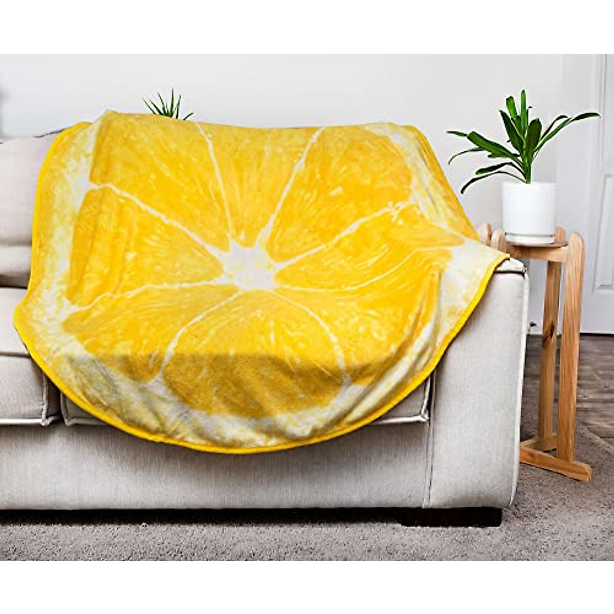 Lemon Slice Round Fleece Throw Blanket | 60 Inches