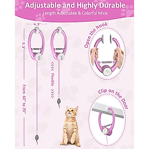 Cat Toys, Hanging Automatic Interactive Cat Toy, Colorful Bouncing Mice, Extra Long Elastic Rope, Motion Activated Rechargeable Cat Feathers Toys, Interactive Cat Toys for Indoor Cats/Kittens