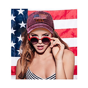 ROLVNHTV 4 Pieces USA Flag Hat American Patriotic Baseball Cap Tactical Hat for Men Adjustable Cotton Dad Hat Women Teens