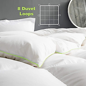 King White Down Comforter with Corner Ties - Baffle Box Design Duvet Insert, Ultra Soft Modal Fabric Shell, 750 Fill Power, Fluffy Cozy Soft (104”X90”, White/Winter Warmth)