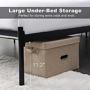 ETAROW Metal Full Size Bed Frame Mattress Foundation with Headboard and Firm Support, Easy Set up, No Spring Box Needed, Black 1121-F