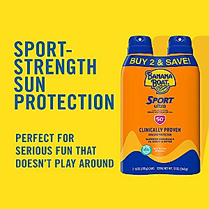 Banana Boat Sport Ultra SPF 50 Sunscreen Spray | Banana Boat Sunscreen Spray SPF 50, Spray On Sunscreen, Water Resistant Sunscreen, Oxybenzone Free Sunscreen Pack SPF 50, 6oz each Twin Pack