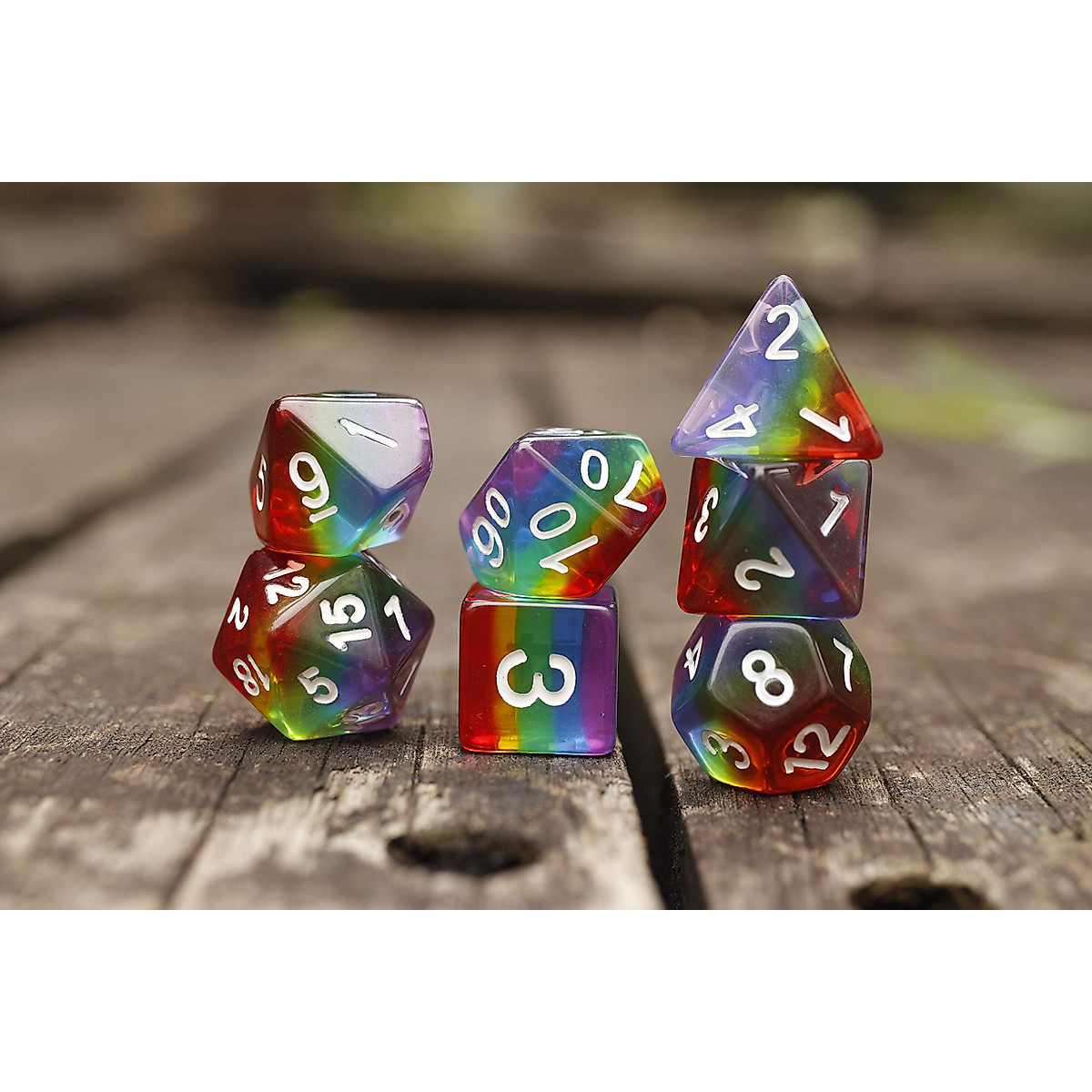 HD Polyhedral DND Dice Set RPG Rainbow Dice for Dungeons and Dragons(D&D) Role Playing Game,MTG,Pathfinder,Table Game,Math Games Dice Set with Dice Pouch