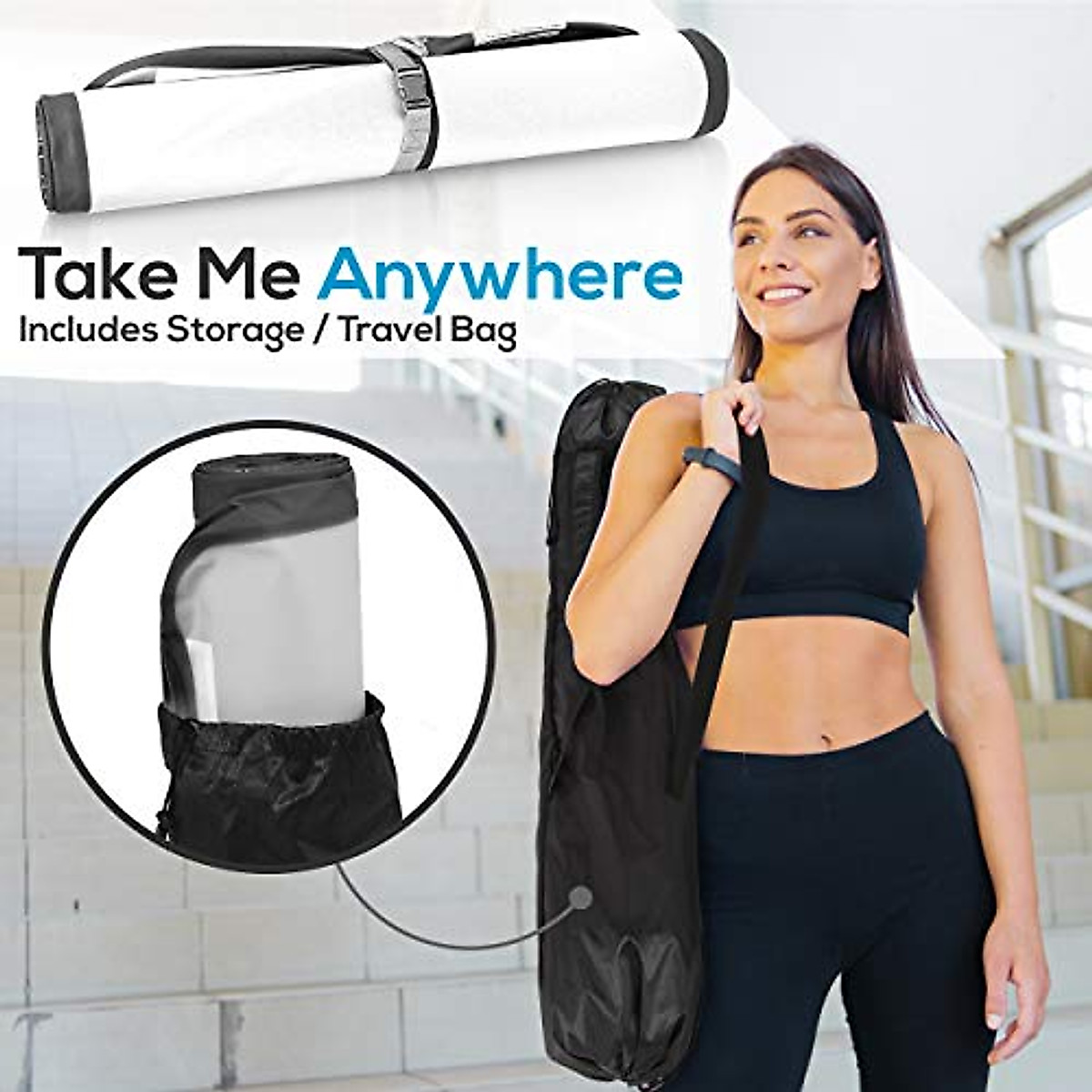 SereneLife Gymnastics Inflatable Air Tumbling Mat - 9.8 Ft Outdoor/Home Indoor Gymnastics Mat Air Tumbling Mat Track - Floor Tumble Track Mats For Gymnastics, Yoga, Cheerleading - (Black)