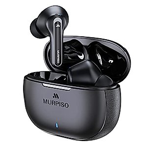 MURPISO Wireless Earbuds, Active Noise Cancelling Bluetooth5.2 Deep Bass Headphones with 4 Mics, 35 Hours Playtime, IPX6 Waterproof Earphones, in-Ear Bluetooth Earbuds for iPhone Android Black
