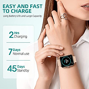 Smart Watch, Fitness Tracker with 24 Sports Modes, 5ATM Swimming Waterproof, Smartwatches Sleep Monitor Step Calorie Counter, 1.7" Touchscreen for Android IOS iPhone Compatiable Men Women, Gold