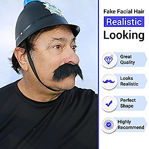 City Costume Wigs Walrus Mustache, Fake Facial Hair Realistic Looking False Facial Hair with Adhesive for Adults (Grey/ White Mix)