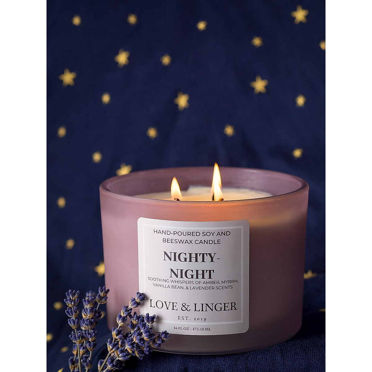 Lavender Candle | Sleep Candle | Aromatherapy Candle | Luxury Soy & Beeswax Candles for Home | 16 oz. Large Jar 3 Wick Candle | Calming Candles | Soothing Candle