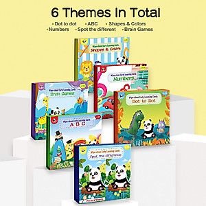 Panda Juniors Brain Games Flash Cards, Early Learning Flash Cards Toys Write and Wipe Practice Card, Preschool Educational Toys for 3 4 5 6 7 8 Years Old (30 Flashcards and Marker)