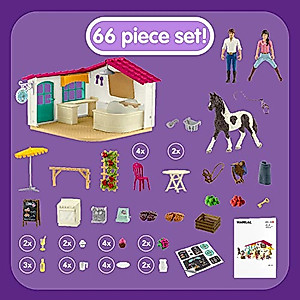 Schleich Horse Club 66-piece Horse Rider Café Playset with Horse Toy and Horse Accessories for Kids Ages 5-12