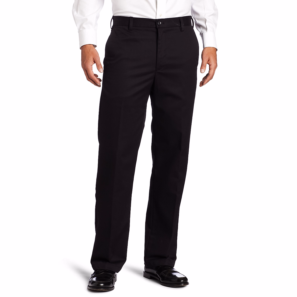 IZOD Men's American Chino Flat-Front Straight-Fit Pants, Black, 34W x 32L