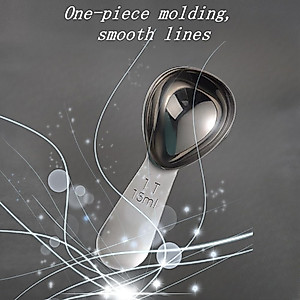 CoaGu Coffee Scoop 18/8 Stainless Steel Tablespoon (1pc 15ml with Magnet Measurement Metric Conversion Chart)