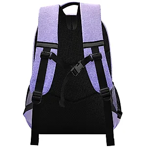 Ombre Purple Glitter Laptop Backpack Backpack Bookbag Travel Bag Casual Daypack With Chest Strap for Boys Girls