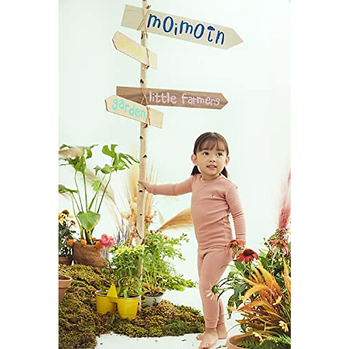 moimoln Girls Boys Unisex Cotton Modal Solid Long-Sleeve Snug fit Pjs Pajama Sleepwear Pink 3T