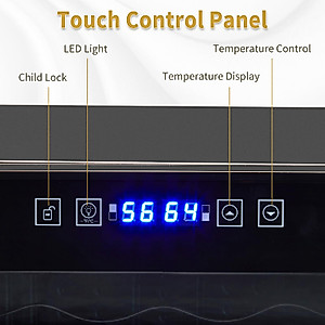 Winado 28-Bottle Dual Zone Compressor Wine Cooler, Freestanding Compact Mini Wine Fridge with Adjustable Temperature, Digital Control & Removable Shelves for Wine Storage