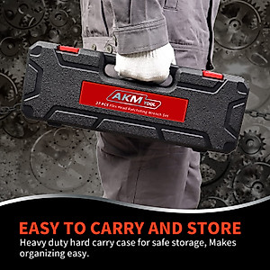 AKM TOOL 27 PC Flex Head Ratcheting Wrench Set, Metric | 72-Tooth | 8-22mm | Extra Long Double Box End Ratchet Wrench Flex Head Wrench Set