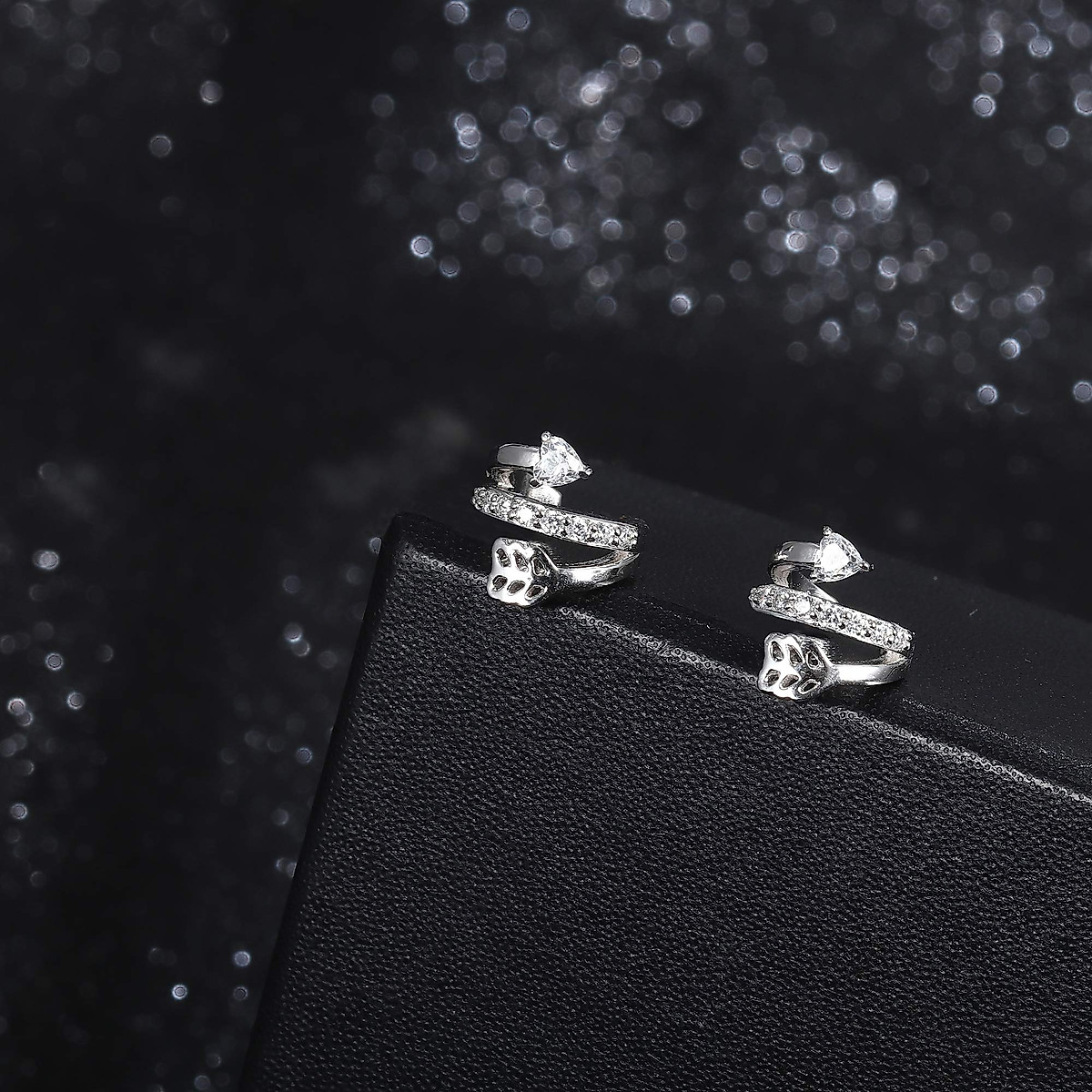 Sllaiss 925 Sterling Silver Arrow Cuff Earring for Women White Gold Plated Small Non Pierced Earrings Valentine Jewelry Gift (Silver Tone)