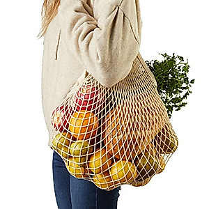6 Pack Reusable Cotton Mesh Grocery Bags for Produce, Fruit, Vegetables, Net String Shopping Totes (4 Colors)