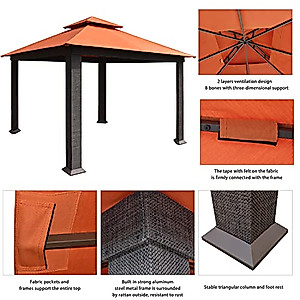 EliteShade USA 12x12 feet Sunumbrella Titan Patio Outdoor Garden Backyard Gazebo with Ventilation and 5 Years Non-Fading,Orange