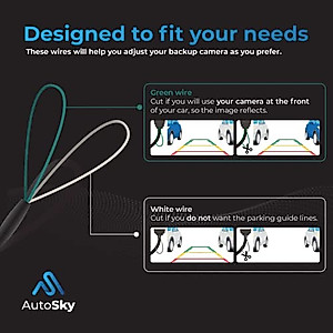 AutoSky Reverse Backup Camera HD Wide View Angle Universal Car Front Side Rear View Camera - 2 Installation Option - Removable Parking Lines - Mirror or Non-Mirror Image
