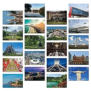 Dear Mapper Brazil City Landscape Postcards Pack 20pc/Set Postcards From Around The World Greeting Cards for Business World Travel Postcard for Mailing Decor Gift