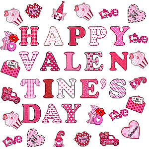 69 Pieces Valentine's Day Cutouts Romantic Gnome Heart Cutouts with 100 Pieces Glue Point Dots Valentines Day Bulletin Board Decorations Valentine Cardboard Paper Cutting for Classroom Decoration