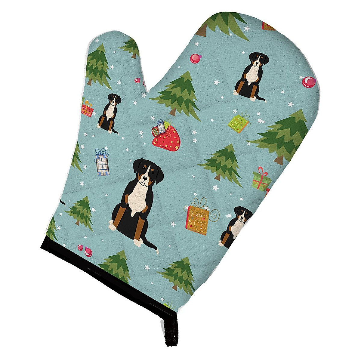 Caroline's Treasures BB4697OVMT Christmas Greater Swiss Mountain Dog Oven Mitt Heat Resistant Thick Oven Mitt for Hot Pans and Oven, Kitchen Mitt Protect Hands, Cooking Baking Glove