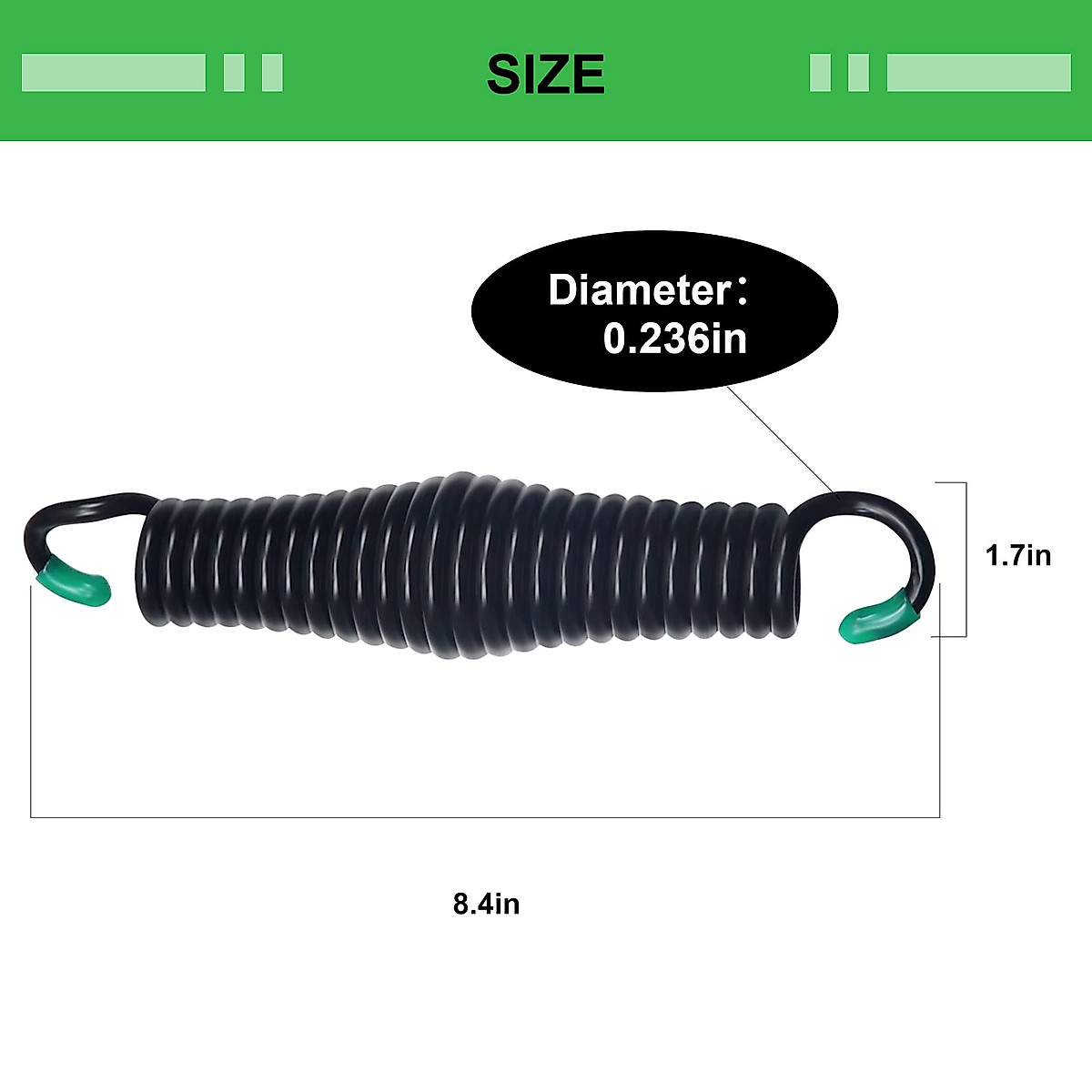 Porch Swing Springs Hammock Chair Spring Hold up to 1300lbs Heavy-Duty Chrome Springs for Hanging Chairs Ceiling Mount Porch Swings Punching Bag - 2 PCS Black