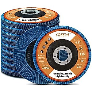 T29 Flap Disc 4 1/2 x 7/8 inch, 40 Grit High Density (80 Flaps) Long Lasting 4 1/2 Sanding Disc Grinding Wheels for Angle Grinder -10 Pack