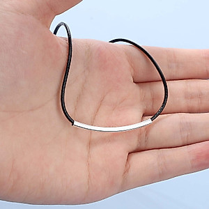 Yheakne Boho Bar Suede Choker Necklace Black Leather Necklace Chain Silver Bar Choker Black Cord Velvet Choker Necklace for Women and Girls Gifts