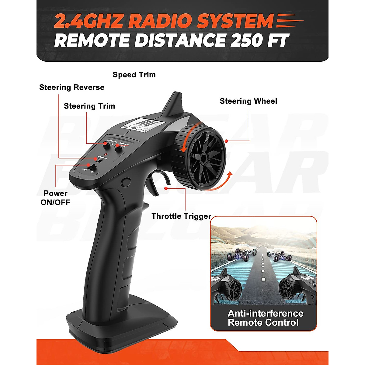 BEZGAR HM161 Hobby Grade 1:16 Scale Remote Control Truck, 4WD High Speed 40+ Kmh All Terrains Electric Toy Off Road RC Vehicle Car Crawler with 2 Rechargeable Batteries for Boys Kids and Adults