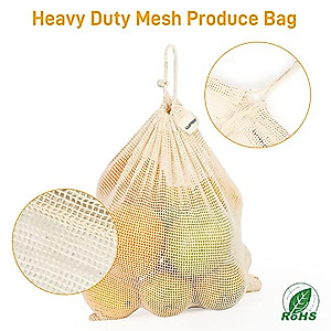 Lumos Living Reusable Mesh Produce Bag, 100% Cotton, Laundry Mesh Bag, Lingerie Wash Bag, 6 Bags in 3 Sizes. (1L,3M,2S))