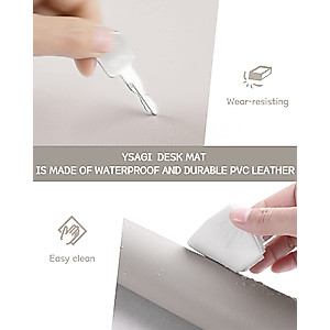 Non-Slip Desk Pad, Waterproof PVC Leather Desk Table Protector, Ultra Thin Large Mouse Pad, Easy Clean Laptop Desk Writing Mat for Office Work/Home/Decor(Apricot Gray, 35.4" x 17")