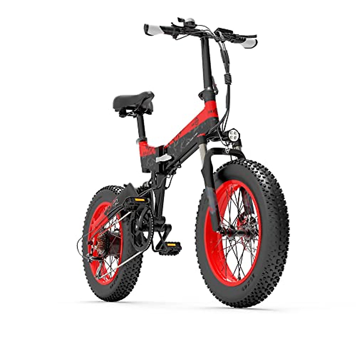 Bezior Electric Bike XF200 for Adults, Foldable 20" x 4.0 Fat Tire Electric Bicycle, 1000w Motor 48V 15Ah Removable Lithium Battery, 25MPH Electric Mountain Bike, Suspension Fork, 7 Speed Gear