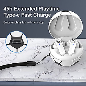 NURMUN Wireless Earbuds Upgraded Bluetooth V5.1 in-Ear Stereo Wireless Headphones TWS Bluetooth Earbuds IPX6 45Hours Playing Time USB-C Quick Charging Case, Smart Touch Control (White)