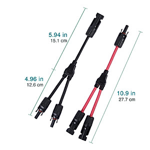 Solar Y Branch Connectors 40A, Solar Connectors with a Spanner, Solar Cable Parallel Adaptor Wire Plug Tool Kit for Solar Panel (2*M/FF+2*F/MM+ 2 Spanners)