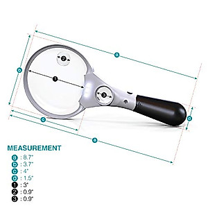 MagniPros 3 Ultra Bright LED Lights 3X 4.5X 25X Power Handheld Reading Magnifying Glass with Light- Ideal for Reading Small Prints, Map, Coins, Inspection and Jewelry Loupe…