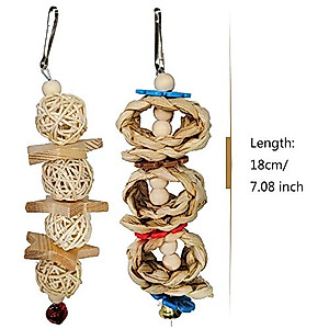 N / A 8 Packs of Bird Swing Chewing Toys, Parrot Natural Wood Climbing Hanging Cage Toys Suitable for Small Parakeets, Love Birds, Cockatiels, Conures, Finches, Parrots, Budgie,Macaws